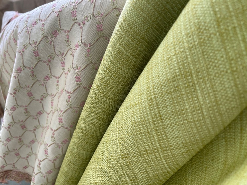 CHARTRUCE UPHOLSTERY FABRIC VINT. LINEN WEAVE SOLD HIGN END PRISTINE 57 ...