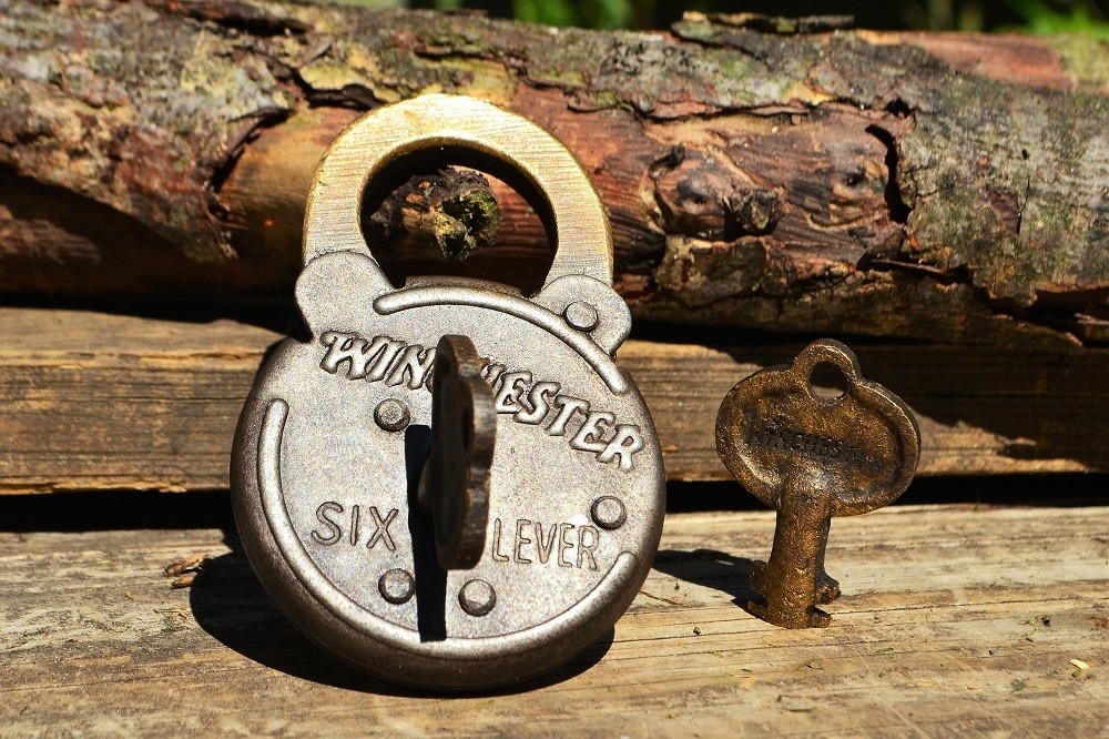 Winchester Repeating Arms Co. Six Lever Padlock Replica - Lock & Key ...