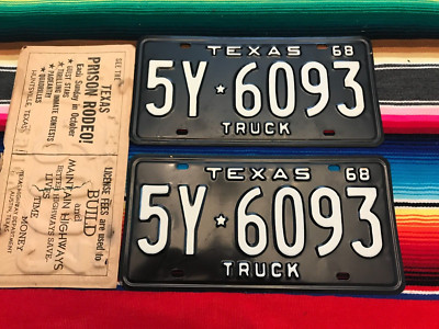 1968 TEXAS TRUCK LICENSE PLATES 5Y6093 | eBay