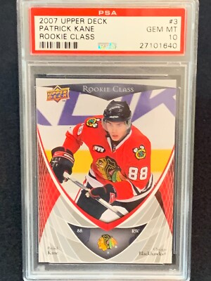 MINT! Patrick Kane PSA 10 Gem 2007/08 UD Upper Deck Rookie Class #3 ...