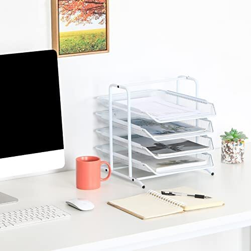 EasyPAG 4 Tier A4 Mesh in Tray Office Desk Tidy File Holder Document ...