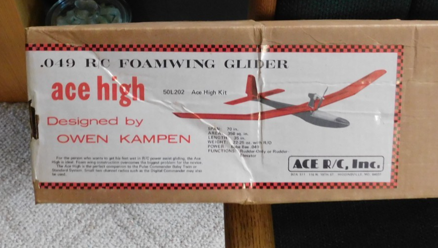 ACE HIGH .049 RC FOAM WING GLIDER BALSA WOOD RC GAS AIRPLANE KIT BOXED ...