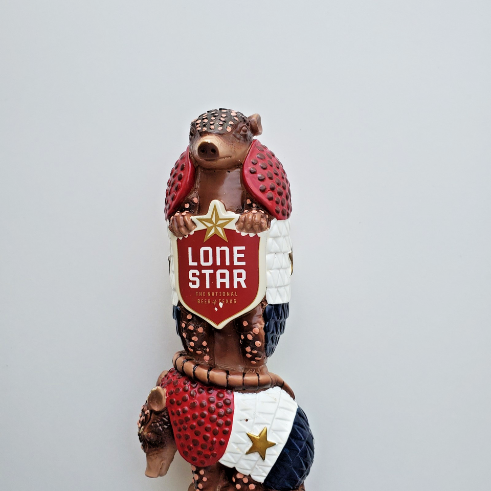 Lone Star Beer Texas Stacked 3 Armadillos Figurative Tap Handle Red ...