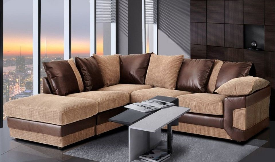 New Amara Corner Sofa Jumbo Cord Suite Set Footstool 3 2 Seater Grey ...
