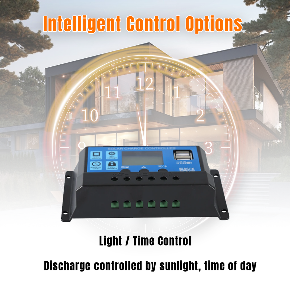 30A Solar Panel Battery Charge Controller 12V/24V LCD Regulator Auto ...
