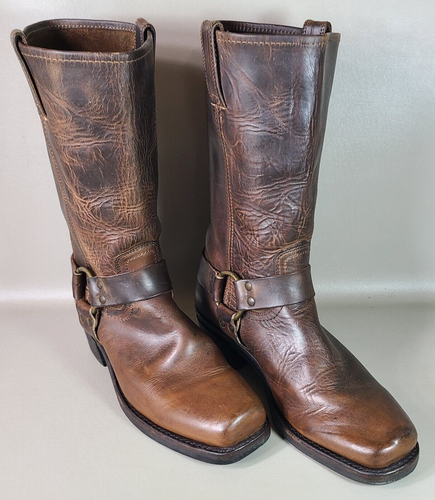 Frye Men's Harness Boots Men's 9.5 M Brown Leather Distressed | eBay