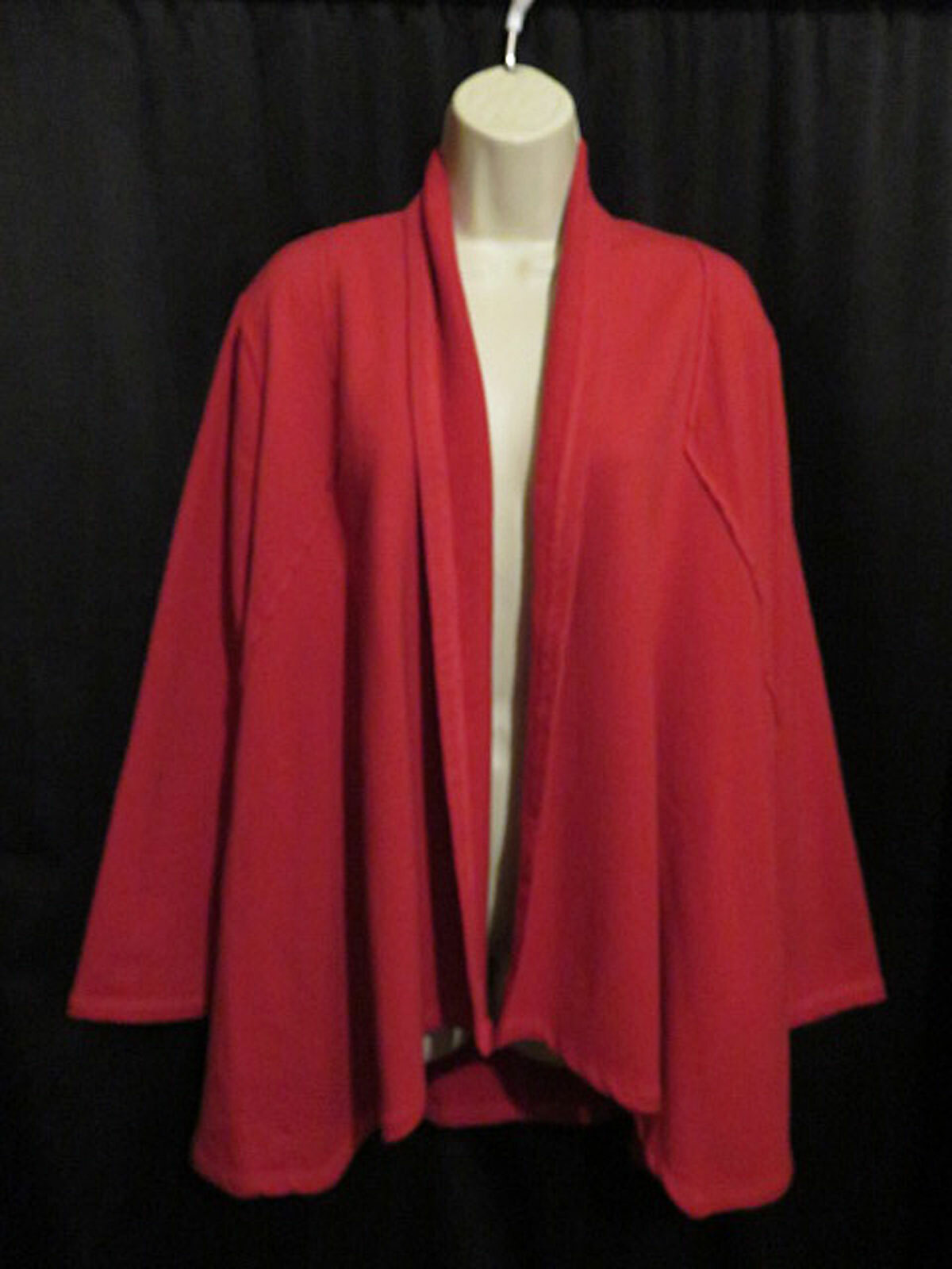 Habitat Red Open Face Jacket Artsy Stretchy Cotton Knit Asymmetrical ...