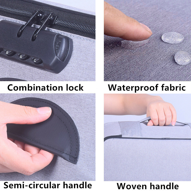 Document Storage Bag Multi-Layers File Organizer Box Lock Certificate ...