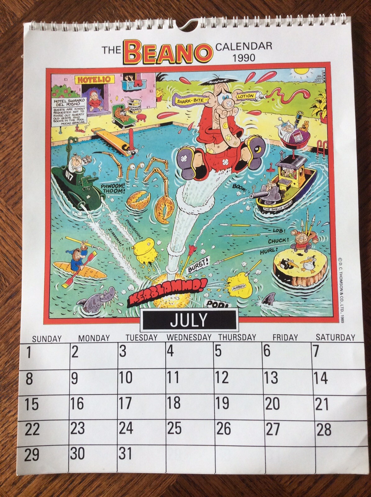 Vintage The Beano Comic Calendar 1990 With Original Envelope Dennis The ...