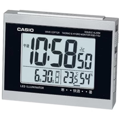 CASIO DQD-710J-8JF silver, radio-controlled clock with temperature and ...