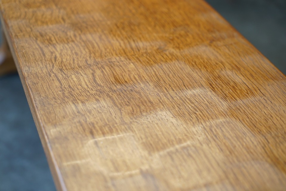 PAIR OF VINTAGE ADZED ROBERT MOUSEMAN THOMPSON DINING ROOM TABLE PEW ...