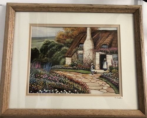 Robert L. Foster Art Print Signed Country Cottage Two Amish Girls ...