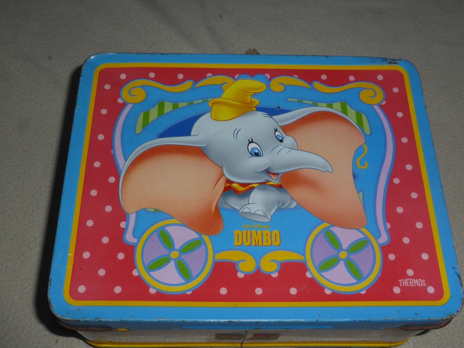 VINTAGE WALT DISNEYS DUMBO METAL LUNCH BOX ONLY THERMOS PAIL ...