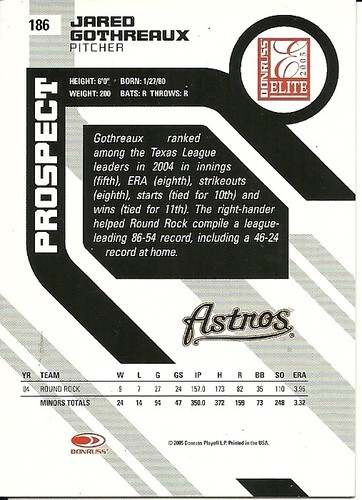 2005 Donruss Elite Jared Gothreaux 186 Astros 1446/1500 | eBay