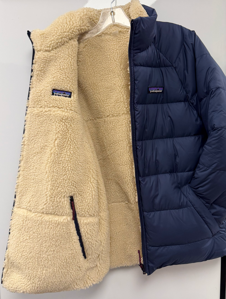 Patagonia Men's Reversible Silent Down Fleece Jacket, New Navy ...