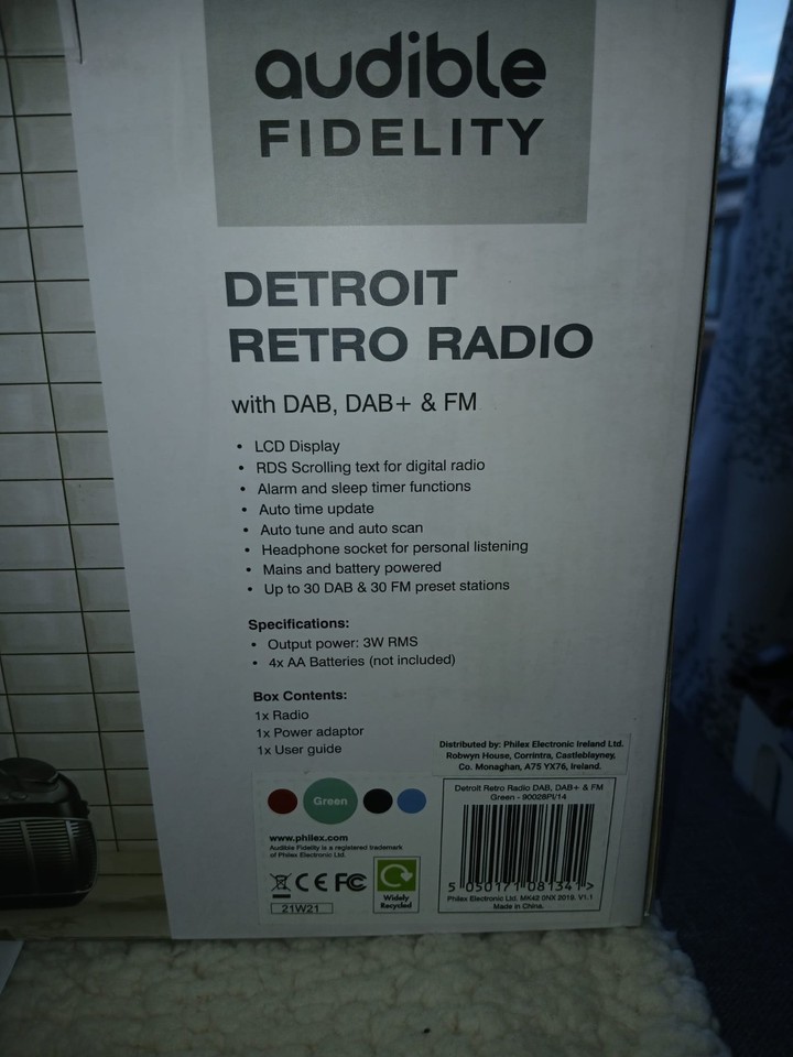 Audible Fidelity Detroit DAB/DAB Plus Retro Radio With Alarm Clock LCD ...