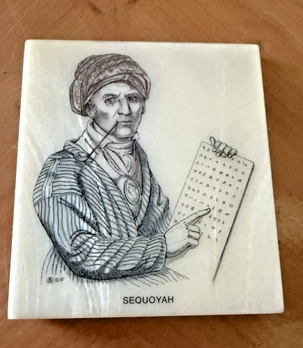 Vintage Sequoyah (Cherokee Silversmith) Etched Stone Art Sculpture | eBay