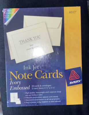Avery Ink Jet Note Cards Embossed Matte Ivory 4 1/4" X 5 1/2" 60 Sets ...
