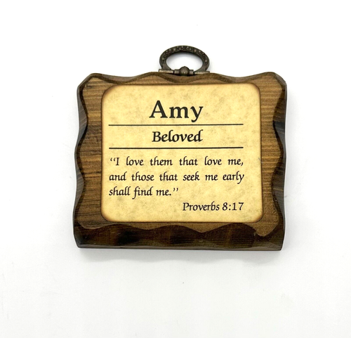 🟤 Amy - Beloved - Wooden Wall Sign w/ Hanger, Proverbs 8:17 - 3.5" x 3 ...