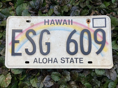 ONE VEHICLE HAWAII LICENSE PLATE RAINBOW ALOHA STATE RANDOM LETTERS ...