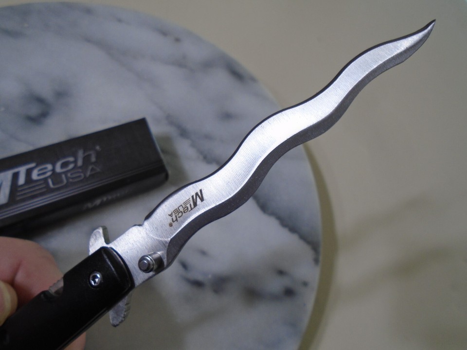 Mtech Assisted Open Black Kris Stiletto Pocket Knife Folding Dagger MT ...