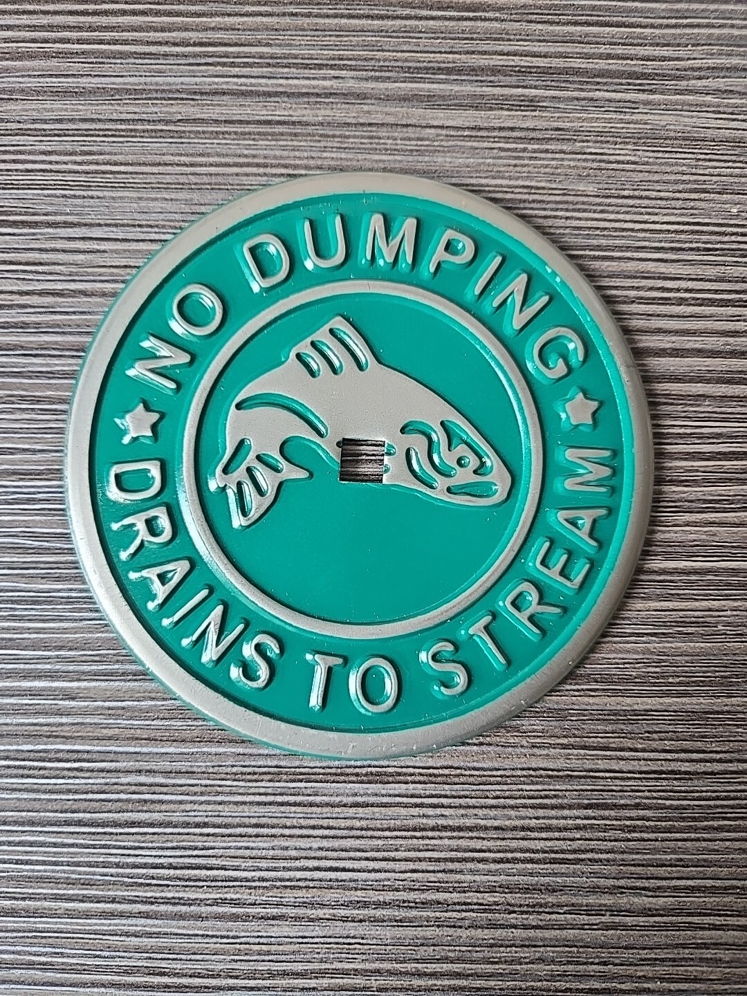 Vintage No Dumping Drains To Stream 4” Diameter Sign Marker Metal NOS ...