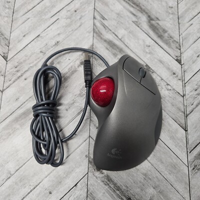 Logitech TrackMan Trackball Mouse T-BB18 USB Roller Ball Thumb Mouse ...