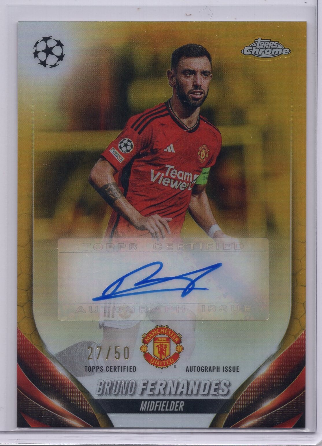 2024 Topps Chrome UEFA Autograph CA-BF BRUNO FERNANDES Gold Refractor ...