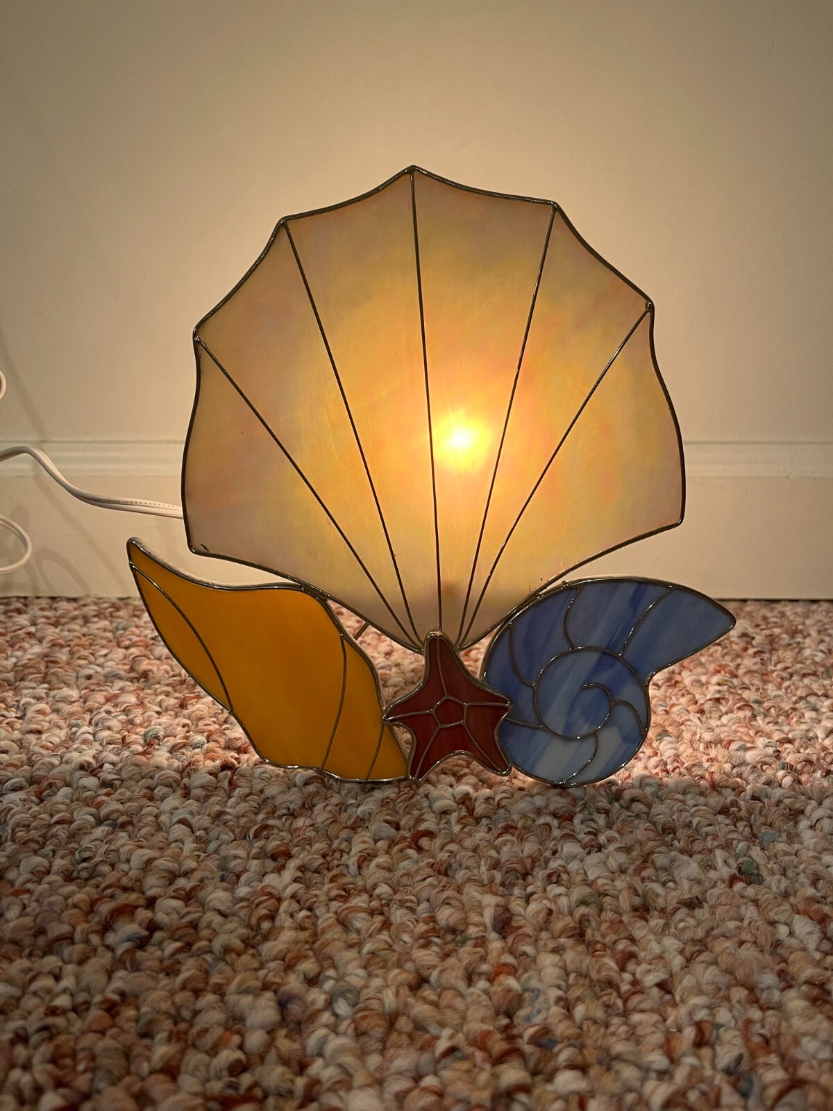 Vintage Stained-Glass Shell Lamp Pre-Owned | eBay