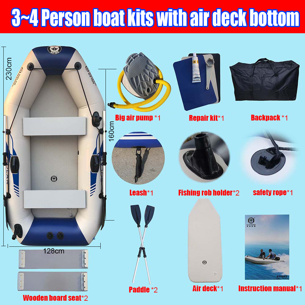 2.3m/3m/3.6m Inflatable Boat Dinghy with Hard Air-Deck Fishing Boat ...