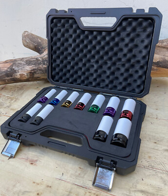 11PCS 1/2 Dr. Thin Wall Master Alloy Wheel Lug Nut Socket Set Benz ...