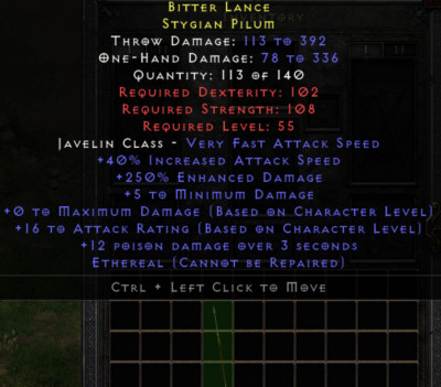 D2r rare javelin 40ias250ed fool mod eth infinity quantity on barb-non ...
