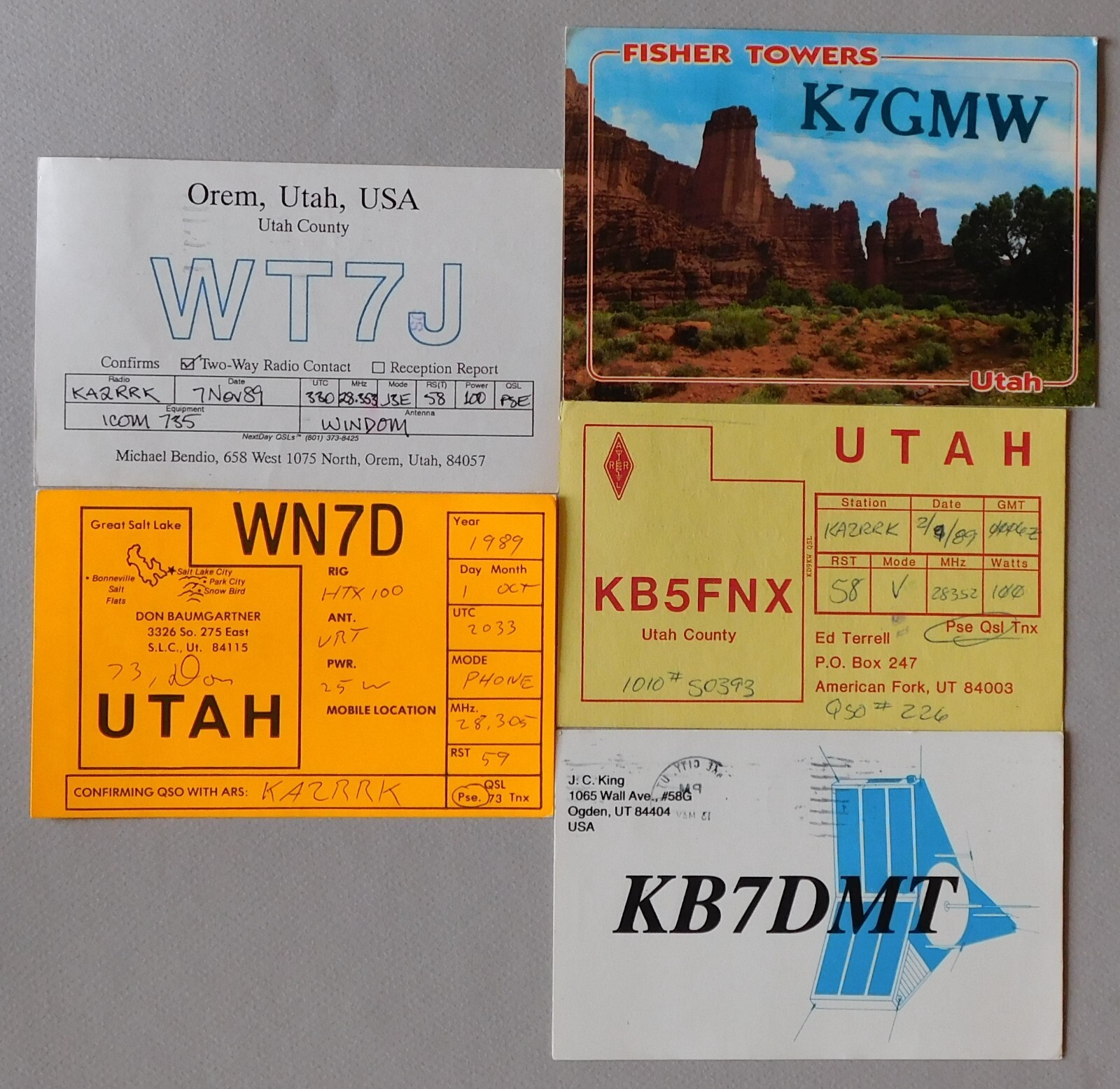 QSL AMATEUR RADIO CARDS – UTAH – 5 DIFFERENT - 1988-1989 | eBay