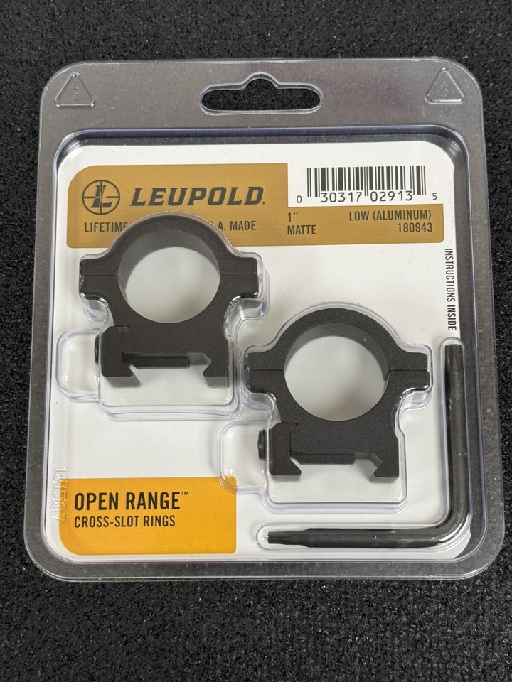 LEUPOLD Open Range Cross-Slot 1in Low Matte Black Scope Rings (180943 ...
