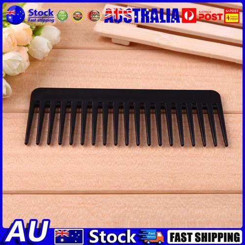 AU Black Plastic Wide Teeth Comb Wavy Hair Styling Detangling Wide Comb ...
