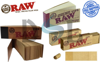 Genuine RAW Rolling Paper Roach Filter Tips Original Gummed Perforated ...