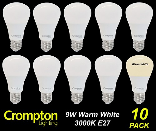 10 x LED 9W Pearl Light Globes / Bulbs A60 Edison Screw E27 Warm White ...
