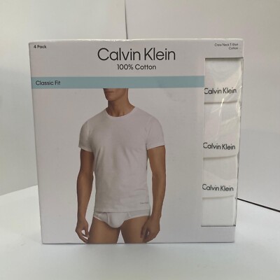 Small Calvin Klein 4-Pack Crew Neck Classic Fit T-Shirts White 100% ...