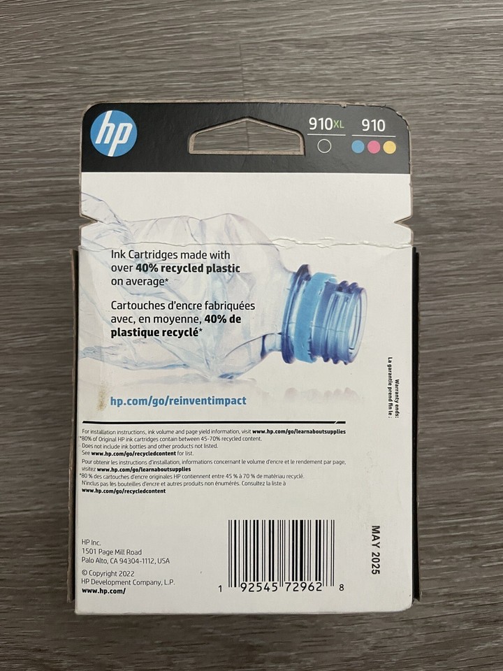 New Genuine HP 910XL 910 Black Color Ink Cartridges OfficeJet Pro 8010 ...