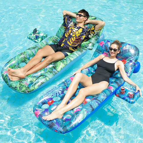 Pool Floats Adult - 2 Pack Inflatable Pool Float with Cup Holder ...