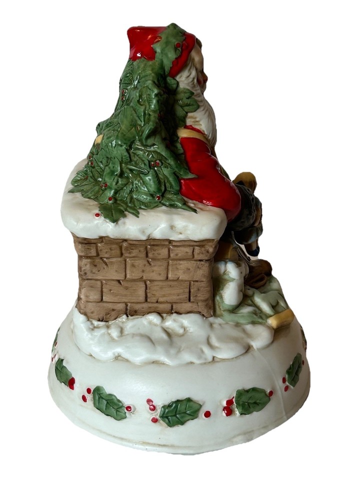 Vintage 1985 Enesco Santa In Chimney Playing “Santa Claus Is Coming To ...