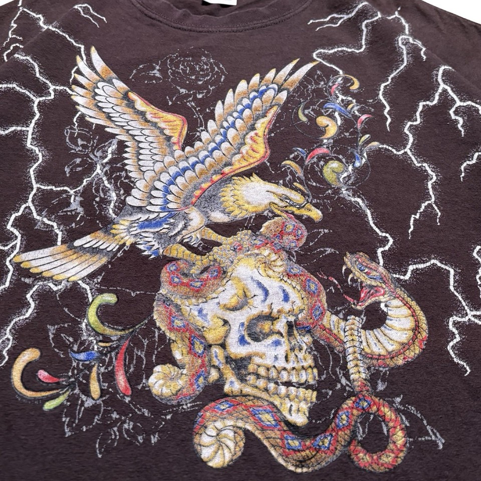 Vintage Y2K Tattoo Eagle Snake American Thunder Graphic T Shirt XL | eBay