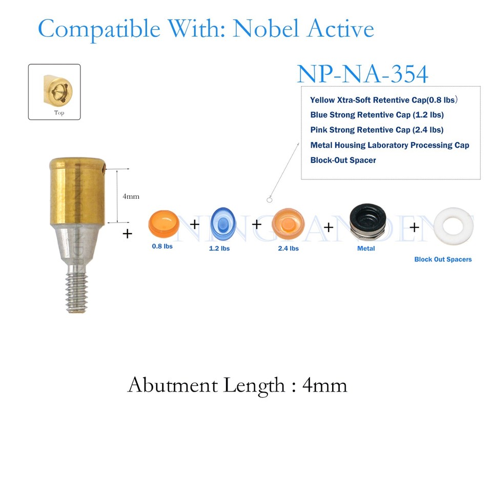 Nobel Biocare Active Implant Overdenture Abutment NP/RP Locat0r Insert ...