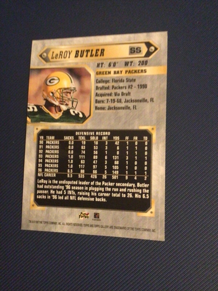1997 Topps Gallery Leroy Butler Card | eBay