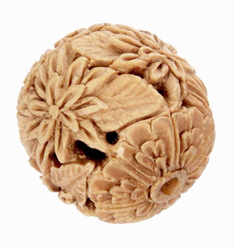 Vintage Japanese Hand Carved Wooden Ojime Bead Flowers Netsuke Inro ...
