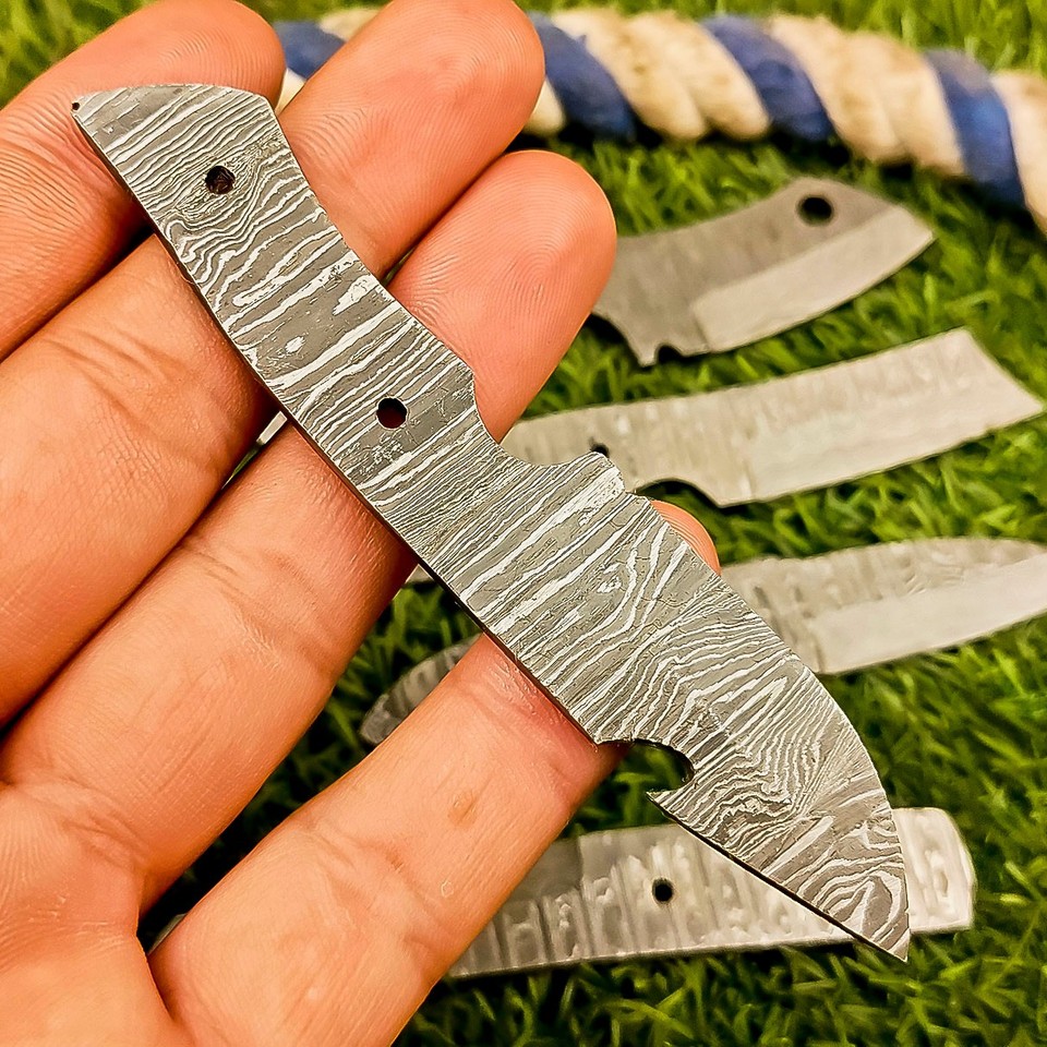 Custom handmade Damascus Steel Blank Blade for Hunting , Lot of 5 pcs ...