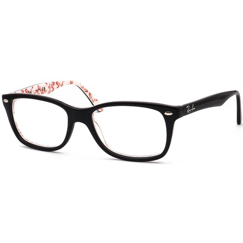 Ray-Ban Eyeglasses RB 5228 5014 Polished Black on White Square Frame 53 ...