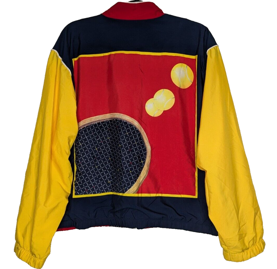 Vtg Tail Women's Tennis Windbreaker Jacket Size Large Red Yellow Blue ...