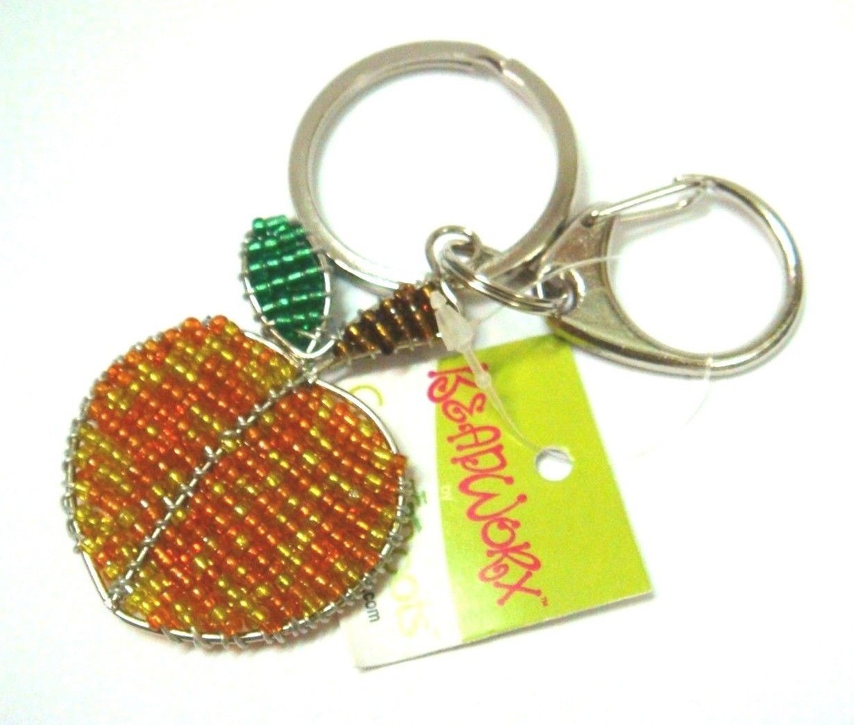 Georgia Peach Charm Key Chain Ring by Beadworx Purse Pendant Fashion ...