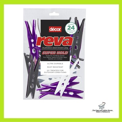 24 Pieces Original Reva "Super Hold" Heavy duty clothes line pegs Bulk ...